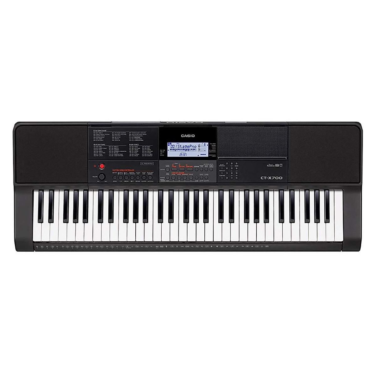 Casio CT-X700 61-Key Portable Keyboard & RockJam Xfinity Heavy-Duty, Double-X, Pre-Assembled, Infinitely Adjustable Piano Keyboard Stand with Locking Straps