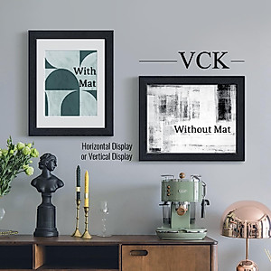 VCK 11x14 Picture Frame 2 pk, Natural Wood Grain Black Oak & HD Glass, Display 8x10 Photos with Mat or 11x14 without Mat, Wall Hanging