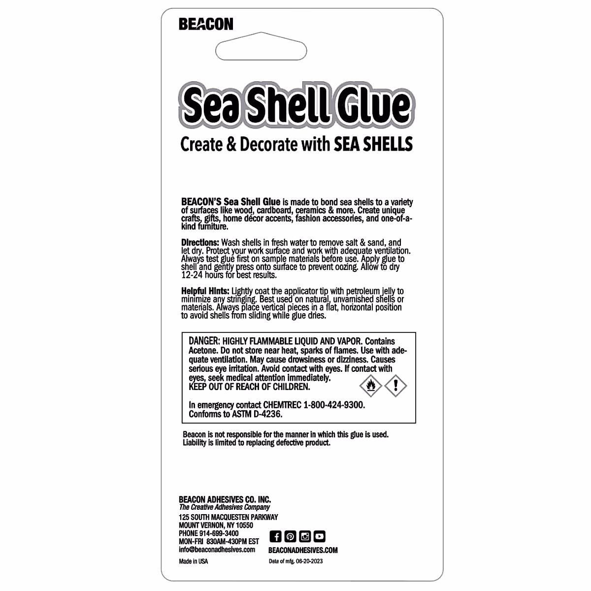 BEACON Sea Shell Glue for Creating and Decorating with Shells, Wood, Metal, Ceramic, and More, 2-Ounce, 1-Pack