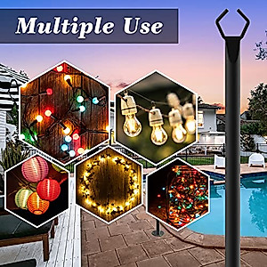 Beizelte 2 Pack 10FT String Light Poles,Metal Light Poles for Outside String Lights,with Fork,Hanging Light Poles for Patio,Backyard,Garden,Deck,Party,Wedding