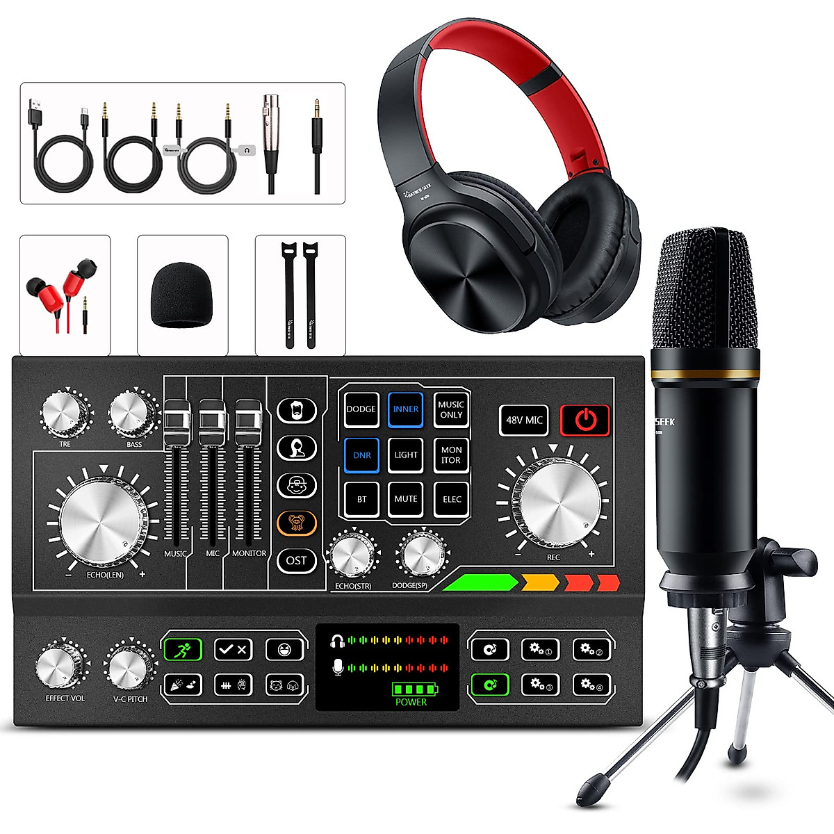 Podcast Equipment Bundle with 2 Studio Condenser Microphone and Headset