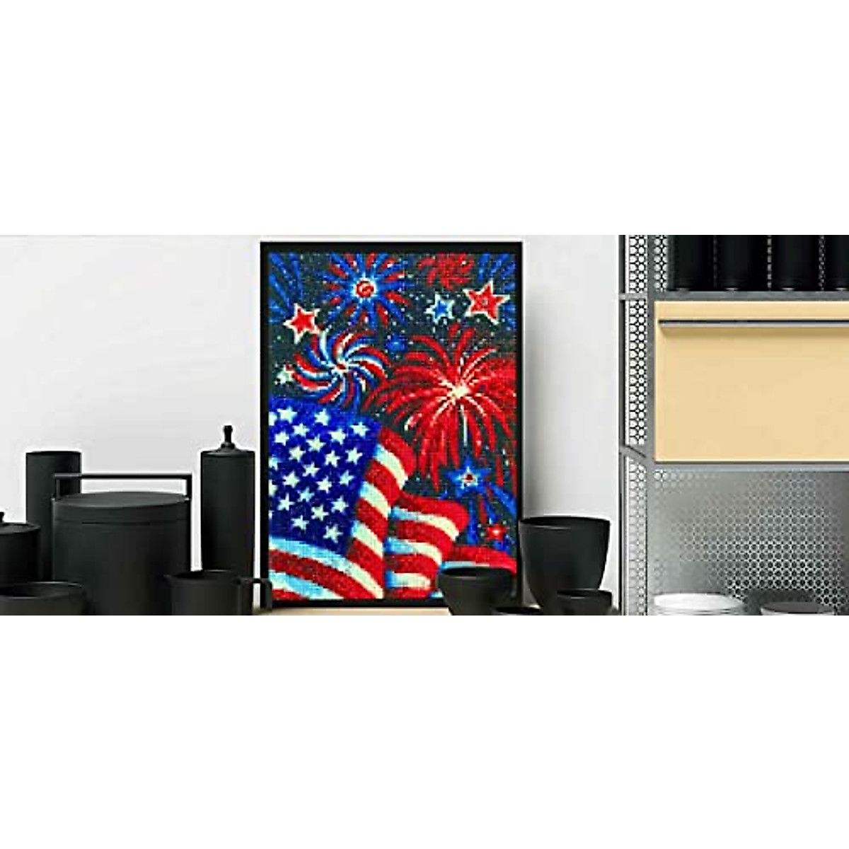 DIY 4 Th of July Diamond Painting Kits For Adults Patriotic,Diamond Art by Number Kit Celebrate American Flag Crystal Embroidery Beginner Arts Full Round Drill Crafts Home Wall Decor Gifts 12X16in