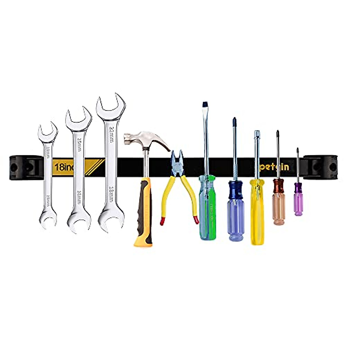 Petgin Set of 4 Magnetic Tool Holder Rack - 18 Inch Heavy Duty Garage Wall Holder Strip for Tools - Tool Bar with Magnet for Screwdriver, Wrench