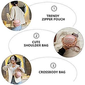 ABOOFAN Basketball Shaped Bag Basketball Shoulder Bag Women Messenger Bag Purse Tote Mini Crossbody Bag PU Leather Round Handbag for Girls