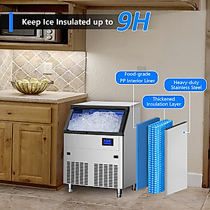 Coolake Commercial Ice Maker Machine 360lbs/24H, ETL Approved Under Counter Ice Maker, 120lbs Storage, Stainless Steel Ice Machine, Upgraded Water Filter Reduce Scale for Home Bar Restaurant Office