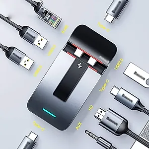 SHYPT 9 in 1 USB C HUB Type C HUB to 4KHD RJ45 Jack 3.5 Multi USB 3.0 PD Adapter for MacBook Pro USB-C Splitter Type-c USBC HUB