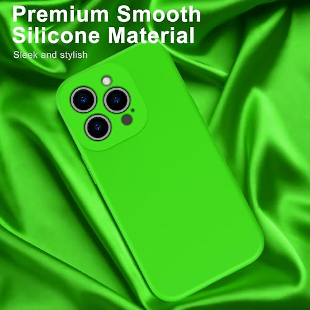 DorisMax for iPhone 14 Pro Max Case with Screen Protector - Upgraded Camera Lens Protector - Soft Full Coverage Liquid Silicone Cover - Scratch-Proof Protective Phone Case 6.7" - Bright Green