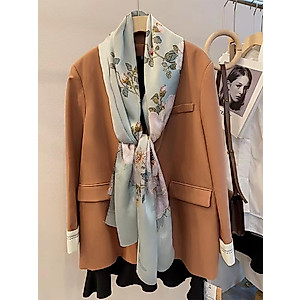 ANDANTINO 100% Mulberry Silk Long Scarf for Women Large Shawls for Headscarf and Neck- Oblong Hair Wraps with Gift Packed(Light Green)