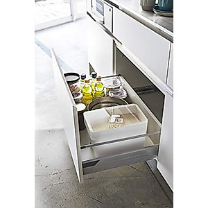 YAMAZAKI home Tower Rice Storage with Scoop Cut-Out(Includes Measuring Cup) WH Space saving, One Size, White