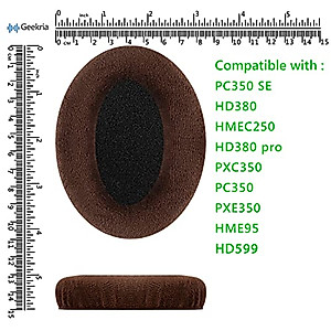 Geekria Comfort Velour Replacement Ear Pads for Sennheiser HD598, HD598SE, HD598CS, HD595, HD599, HD599 SE Headphones Ear Cushions, Headset Earpads, Ear Cups Repair Parts (Brown)