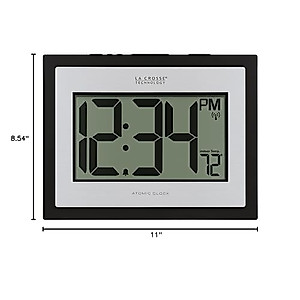 La Crosse Technology 513-1422S Atomic Digital Silver Clock with Indoor Temperature