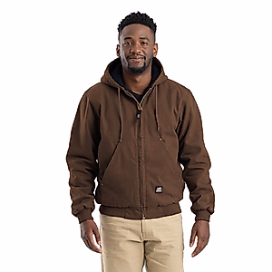 Berne Men's Highland Washed Hooded Jacket, Medium Regular, Bark