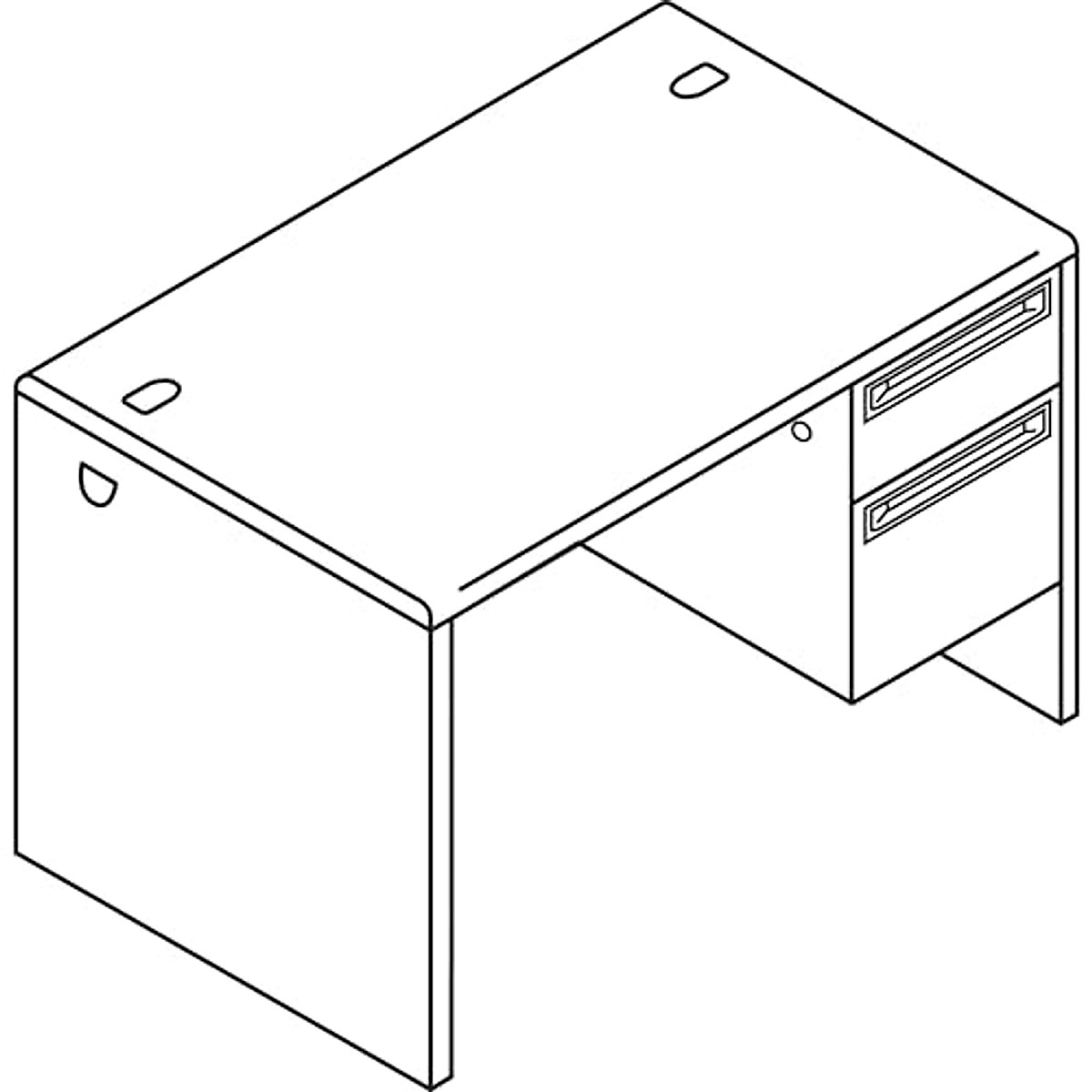 HON 38000 Series Right Pedestal Desk, 48" X 30" X 29.5", Mahogany/Charcoal