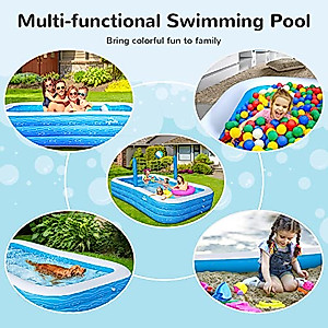 Ingbelle Kiddie Swimming Pool, Family Inflatable Pool, 118" X 72" X 22" Full-Sized Above Ground Pools for Kids & Adults, Summer Water Party, Volleyball Game, Garden, Backyard, Blue