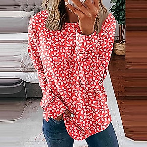 Halloween Crewneck Sweatshirt Womens Long Sleeve Tops Casual Womens Sweaters Plus Size Womens Sweatshirts Crewneck Sweater Tops Casual Sweatshirts Loose Fit Pullover Printed Blouse Trendy Shirt