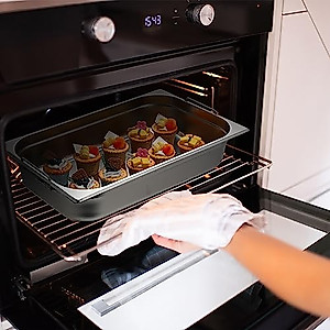 8 Pcs Hotel Pan Full Size 4 Inch Deep Restaurant Stainless Steel Steam Table Pan with Handle for Commercial Hotel Food Buffet Event Catering Supplies