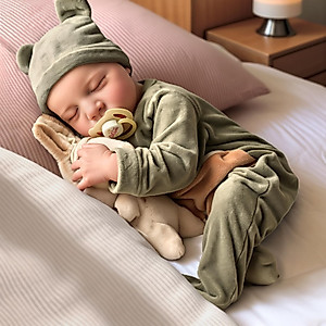 JIZHI Lifelike Reborn Baby Dolls - 17-Inch Baby Soft Skin Realistic-Newborn Cloth Body Real Life Boy Dolls with Feeding Accessories for Collection & Kids Age 3 +