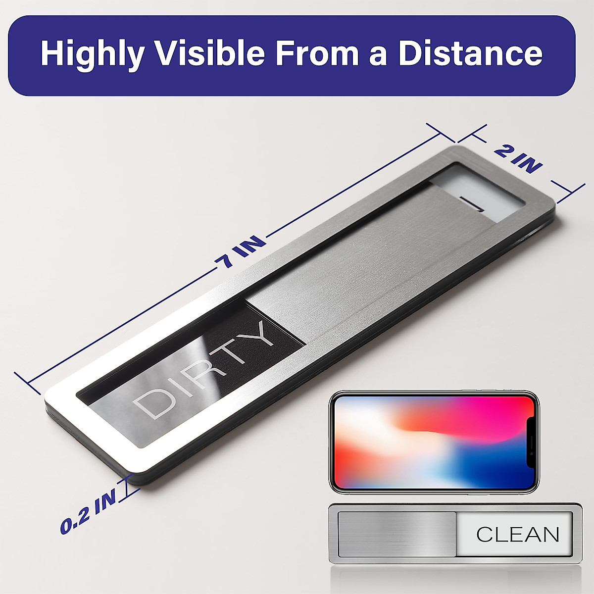 Dishwasher Magnet Clean Dirty Sign - Stainless Steel Dishwasher Magnetic Sign - Clean & Dirty Dishwasher Slider Easy to Indicator - Kitchen Gadgets