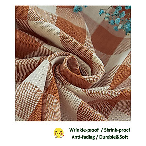 Midsummer Breeze Rustic Gingham Tablecloth, Cotton Buffalo Plaid Table Cloth for Fall Thanksgiving Christmas Kitchen Restaurant Holiday Outdoor Picnic Decoration（Rectangle/Oblong, 55x84,Orange