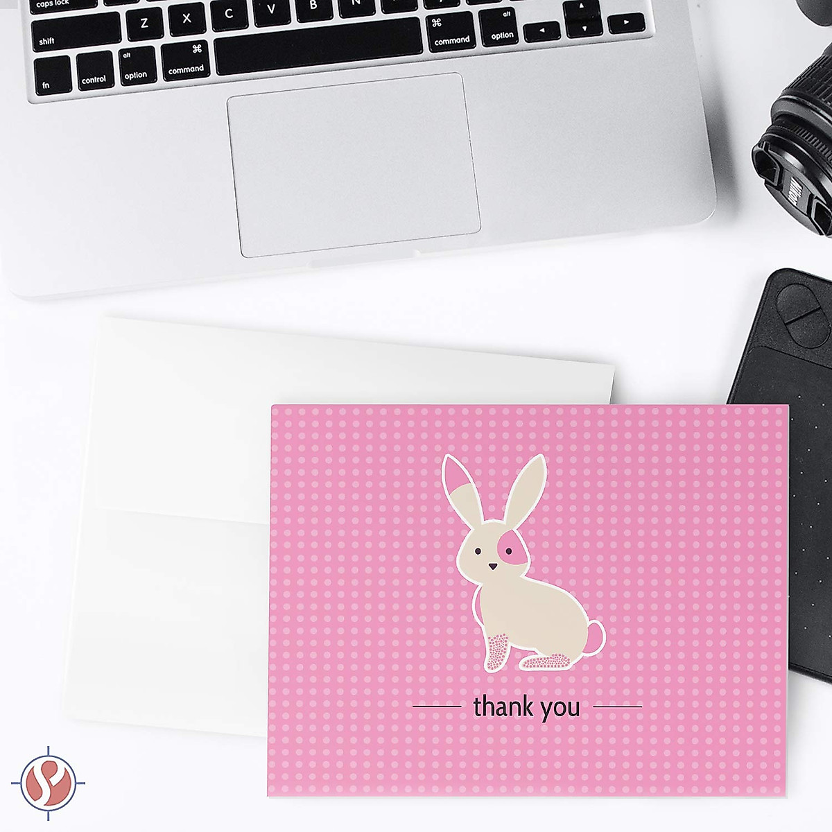 Rabbit Lovely Animal Thank You Note Greeting Cards with Envelopes | Printed on Thick and Sturdy 80lb (216gsm) Cardstock | Blank Interior | A2 Size – 4.25 x 5.5” | 25 per Pack