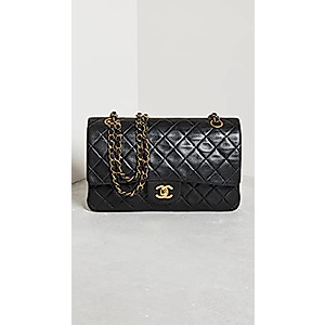 CHANEL Women's Pre-Loved Black Lambskin 2.55 10" Shoulder Bag, Black, One Size