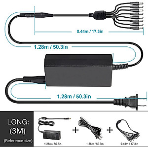 Fancy Buying Security Camera Power Adapter 12V 5A 100V-240V AC to DC 8-Way Power Splitter Cable FCC Certified LED Power Transformers-Fits Analog/AHD DVR/Camera, RGB LED Strip Lights