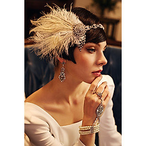 Coucoland 1920s Flapper Earrings Roaring 20s Great Gatsby Rhinestone Earrings (Stly2-Gold)