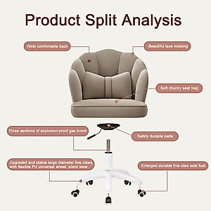 HDHNBA Home Office Desk Butterfly Chair with Mid-Back Upholstered Modern Tufted Computer Task Chair Swivel Height Adjustable Velvet Vanity Makeup Chair