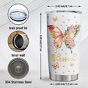 Qatdey Christian Gifts for Women Tumbler 20oz, Religious Gift for Women, Baptism Confirmation Gifts for Girl, Inspirational/Catholic/Spiritual/Birthday Gifts, Bible Verse/Scripture Gift Cup 1PC