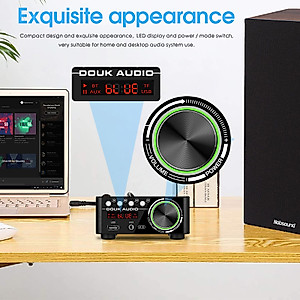 Douk Audio 120W Mini Bluetooth 5.0 Power Amplifier 2.0 Channel Hi-Fi Stereo Class D Audio Amp Wireless Receiver TF USB Home Speaker (Upgrade Version) (Black)