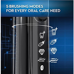 Oral-B 7500 Electric Toothbrush, Black with 3 Brush Heads and Travel Case - Visible Pressure Sensor to Protect Gums - 5 Cleaning Modes - 2 Minute Timer