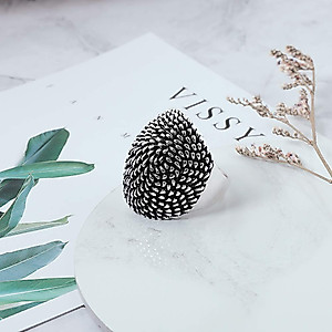 Aprilery Silver Cross Rings for Women, Fashion Statement Ring Wide Chunky Ring Band Cocktail Costume Jewelry Gifts for Her