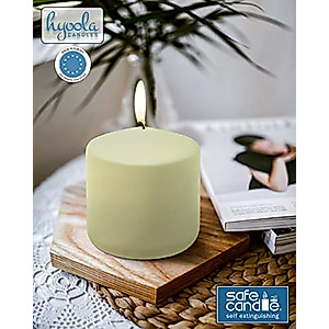 HYOOLA Ivory Pillar Candles 3x3 Inch - Unscented Pillar Candles - 6-Pack - European Made
