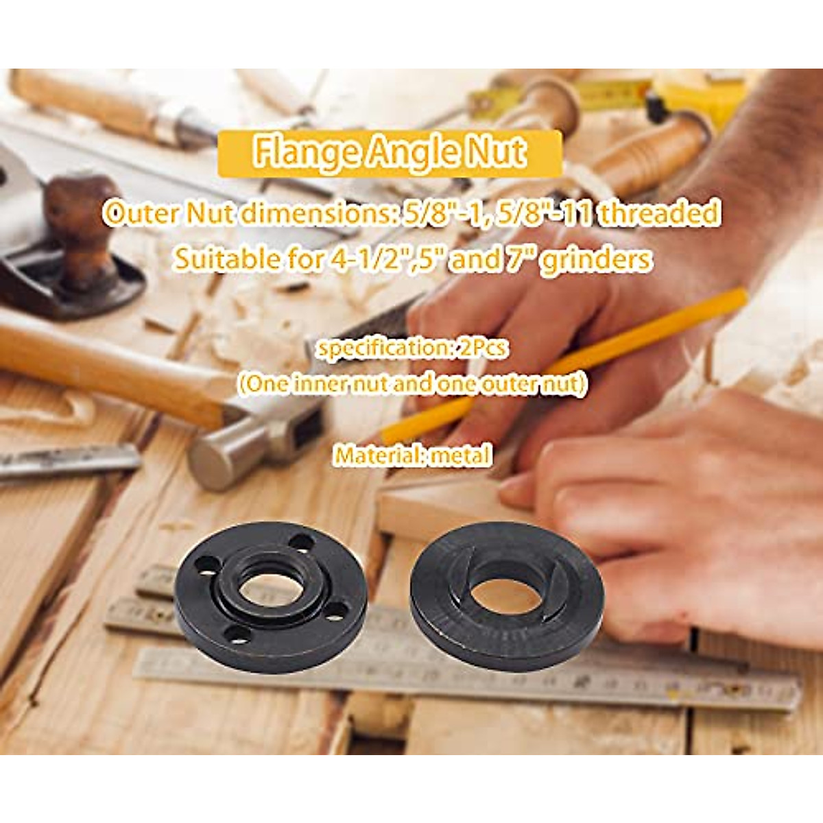 Angle Grinder Flange Nut for Dewalt Ryobi Milwaukee Makita Black & Decker 193465-4 224399-1 224568-4 Metal Lock Nut Kit (2/Pack)