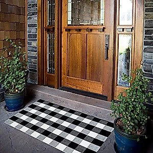 Carvapet Buffalo Checkered Area Rug Black White Checkered Carpet Buffalo Plaid Rugs 36x51 Inch Runner Indoor and Outdoor Welcome Doormat for Entryway,Porch, Kitchen, Bathroom