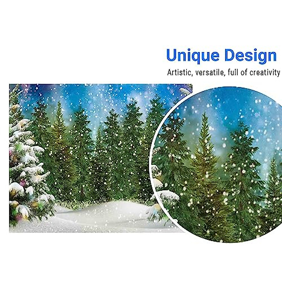 Funnytree 10x8FT Durable Fabric Soft Winter Pine Tree Forest Photography Backdrop Snowy Christmas Background Xmas Party Wall Decoration Supplies Photo Booth Washable