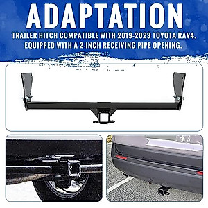 HECASA 2 Inch Class 3 Rear Trailer Hitch Compatible with 2019-2023 Toyota RAV4 Receiver Steel Powder Coated Black Replacement for 13416