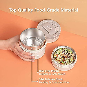 Tajavl Bento Lunch Box, 64oz Thermos for Hot Food, 3-Tier Stackable Insulated Food Jar, Vacuum Stainless Steel Leakproof Soup Container for School Office Outdoors