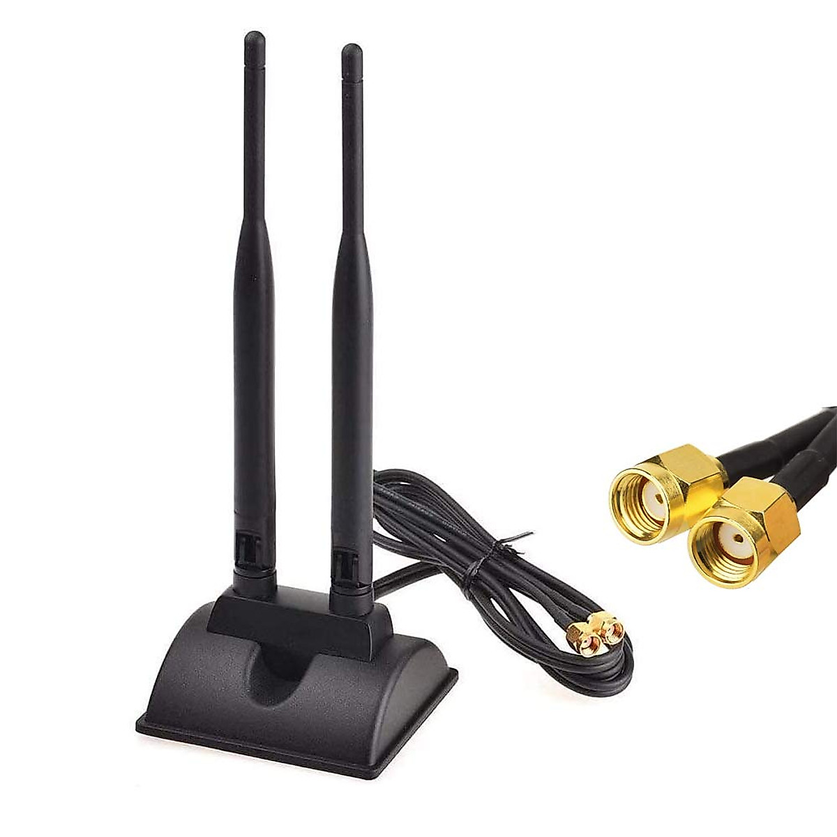 CORONIR WiFi Antenna with RP-SMA Male Connector, 2.4GHz 5GHz Dual Band Antenna Magnetic Base with Extension Cable for PCI-E WiFi Network Card USB WiFi Adapter Wireless Router Mobile Hotspot