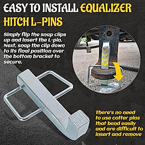 (2-Pack) TonGass Premium Snap L-Pins for Weight Distribution Hitches - 4 1/4” x 1 3/4” L-Pins with Integrated Snap Clips - Minimize Weight Distribution Hitch Noise - Zinc-Coated Heavy-Duty Steel