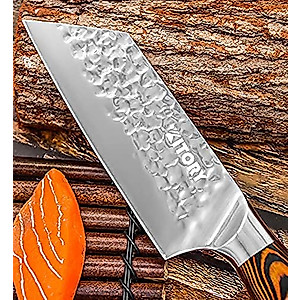 Kitory Kiritsuke Chef Knife 5.5", Small Japanese Kitchen Knives, HC German Stainless Steel, Hammered Finish Blade, Pakkawood Handle Cooking Cutlery 2025 Gifts for Home&Restaurant