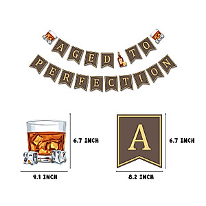 Age To Perfection Birthday Banner, Whiskey Inspired Bday Party Decoration, 30th 40th 50th Birthday Bunting Sign