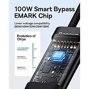 Baseus USB C Cable 100W 4.9FT 5A Type C Charger Cable Fast Charging 2 in 1 Multi Charging Cable, Nylon Braided USB C to USB C Cable for AIR/Mini 6 MacBook Galaxy S22 21 S10 Note