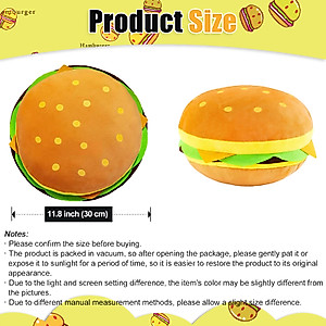 zhidiloveyou Hamburger Pillow Plush Cheeseburger Toy Cute Stuffed Food Pillow for Kids, 11.8"