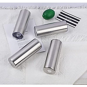 Wzaytia 8 Pack 20 Oz Straight Skinny Tumblers, Individually Gift Boxed Stainless Steel Slim Skinny Tumbler Set Bulk, 20 Oz Insulated Slim Thin Travel Tumbler Cup for Diy, Silver