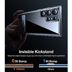 TORRAS for Samsung Galaxy S23 Ultra Case Clear with Kickstand Never Yellowing, [3-Way Built-in Kickstand] [10FT MIL-Grade Shockproof] Slim Clear Case for Samsung S23 Phone Ultra Case, Diamond Clear