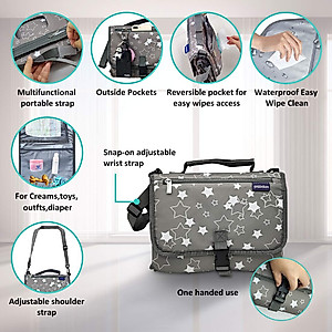 Portable Changing Pad,Baby Portable Diaper Changing Pad for Boys and Girls |Long Large Changing Pad with Wipes Pocket | Lightweight and Waterproof Travel Diaper Station Kit with Cushioned Pad