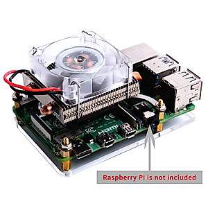 GeeekPi PWM Fan for Raspberry Pi 4, Low-Profile CPU Cooler with RGB Cooling Fan for Raspberry Pi, Aluminum Heatsink for Raspberry Pi 4 Model B & Raspberry Pi 3B+ & Raspberry Pi 3 Model B (Silver)