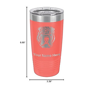 LaserGram 20oz Vacuum Insulated Tumbler Mug, Shar Pei, Personalized Engraving Included (Coral)