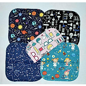 2 Ply World Of Science Flannel Washable Kids Lunchbox Napkins 8x8 inches 5 Pack - Little Wipes (R) Flannel